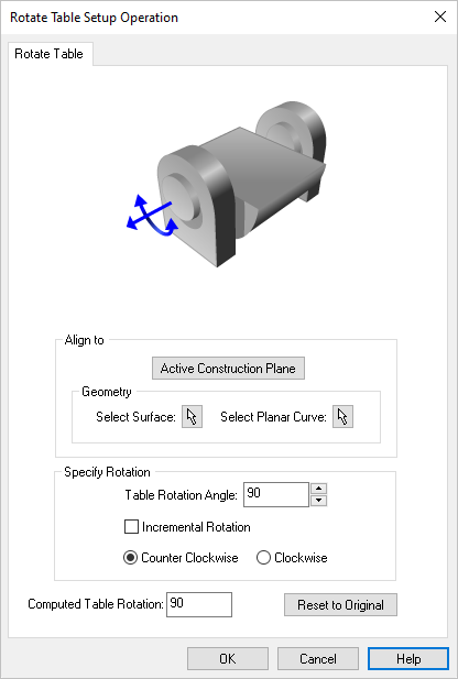 MILL Module > Creating Machining Operations > Setup > Rotate Table Setup